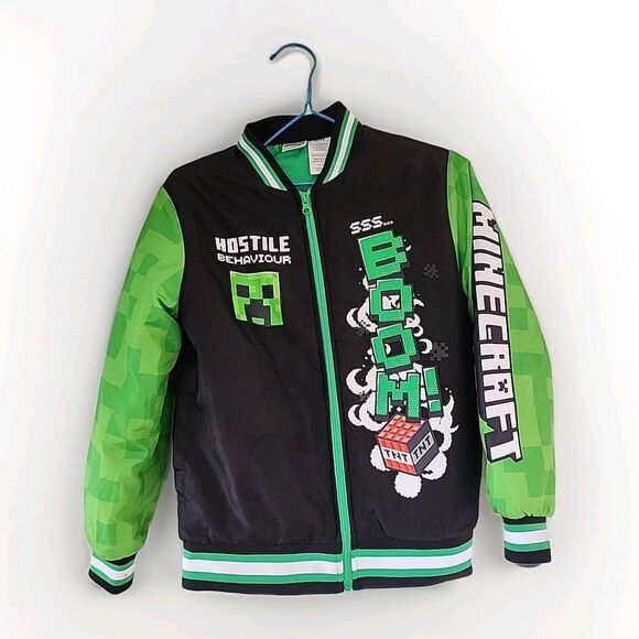 Minecraft | Jackets & Coats | Boys Black Green Minecraft Boys Sz 12 ...